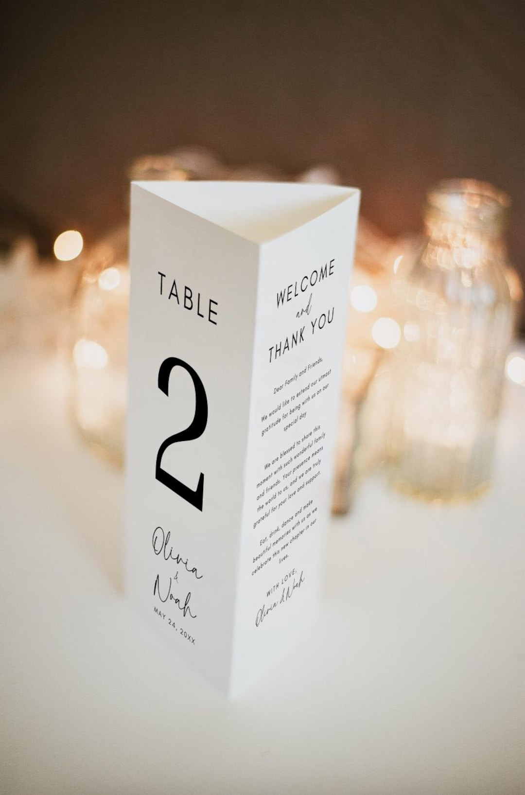 Wedding Trifold Table Number, Minimalist Wedding Table Numbers, Tri ...