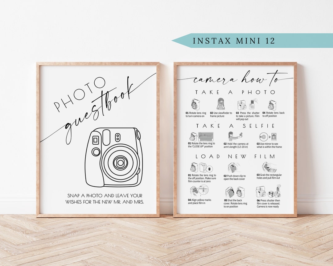 Instax Mini 12 Instructions Sign, Photo Guestbook Sign, Polaroid 8x10 ...