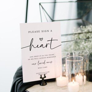 Heart Guest Book Sign, Please Sign a Heart Sign, Sign a Heart Guestbook ...