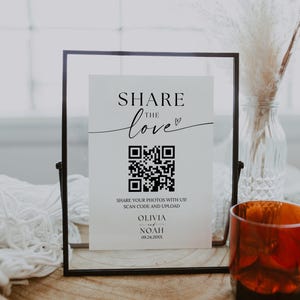 Share the Love QR Code Wedding Card, Modern Minimalist Wedding Photo ...