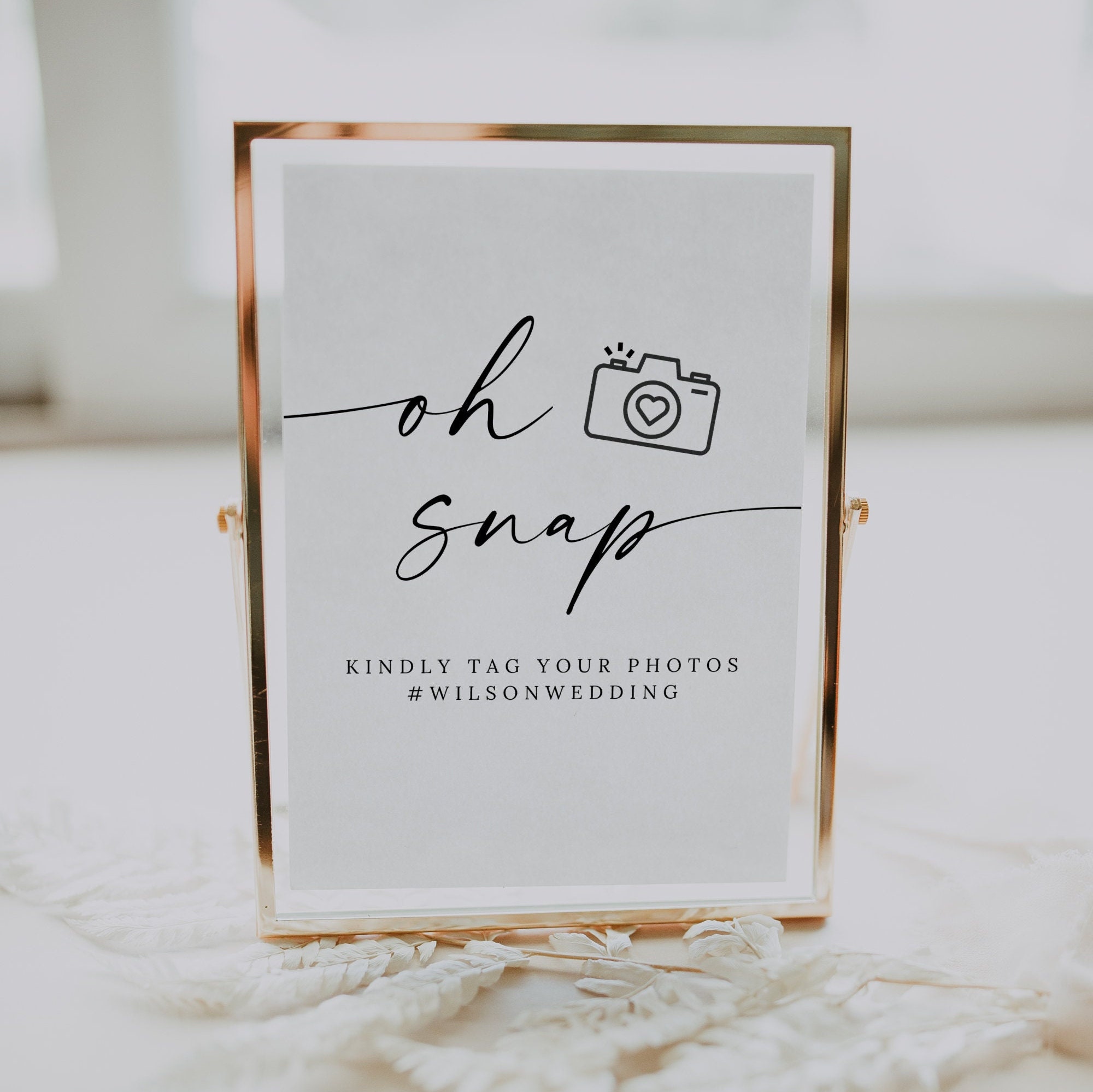 Wedding Snapchat Sign Template, Wedding Hashtag Sign Printable, Modern ...