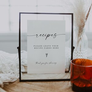Bridal Shower Recipe Card Sign Template, Minimalist Design (canva ...