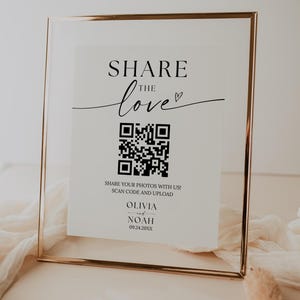 Share the Love QR Code Wedding Card, Modern Minimalist Wedding Photo ...