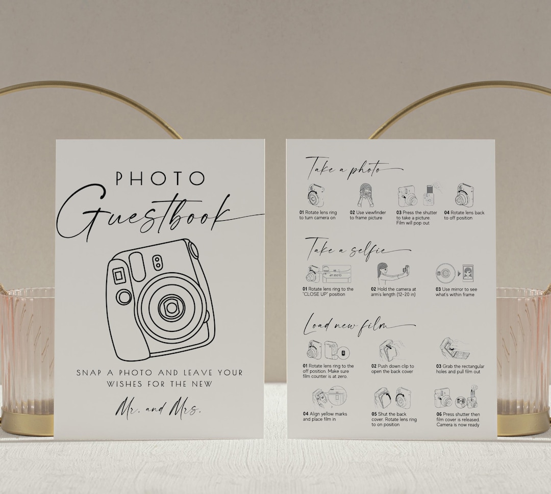 Instax Mini 12 Instructions Sign, Polaroid Guestbook 8x10 5x7 A4, Photo ...