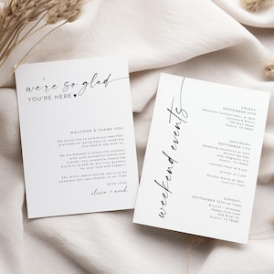 Wedding Events Card Template, Minimalist Wedding Weekend Itinerary ...