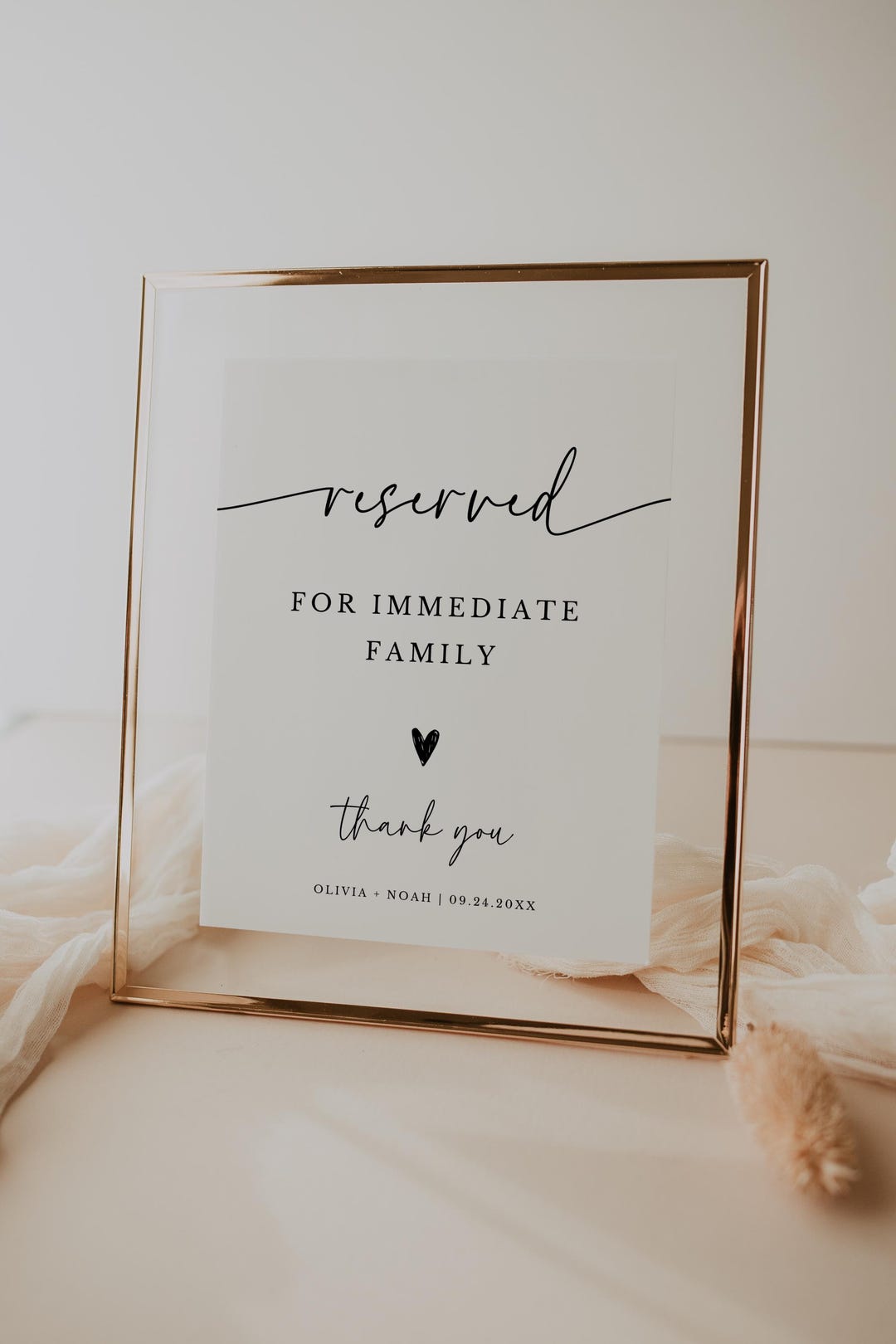 Reserved Signs for Wedding Tables, Reserved for Family Sign, Minimalist ...