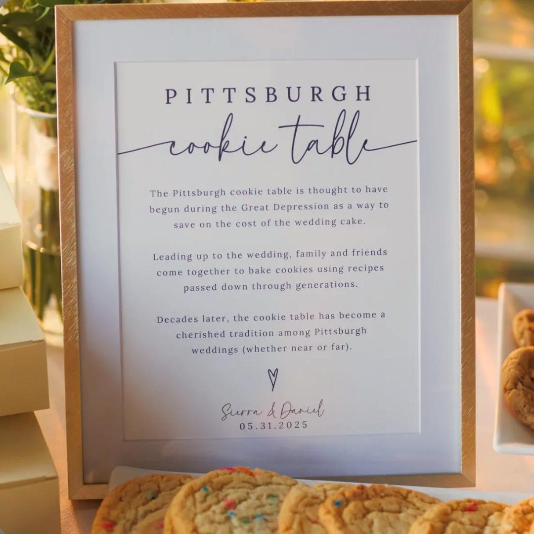 Pittsburgh Cookie Table Sign, Wedding Cookie Table Sign, Pittsburgh ...