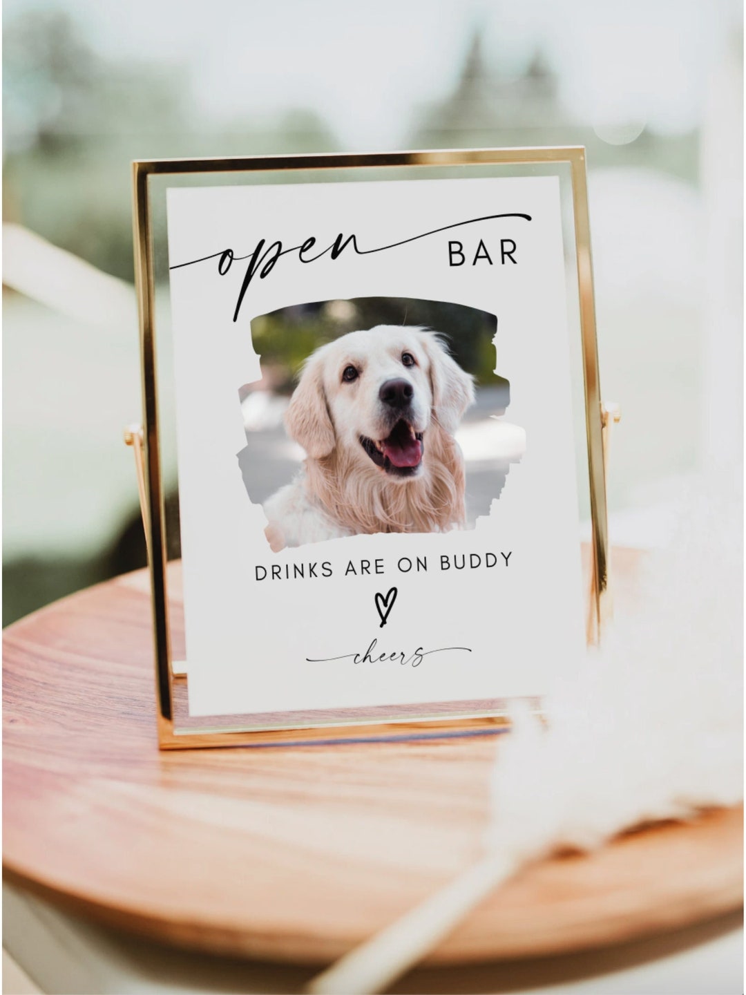 Open Bar Dog Sign, Pet Photo Drink Sign for Wedding, Minimalist Wedding ...