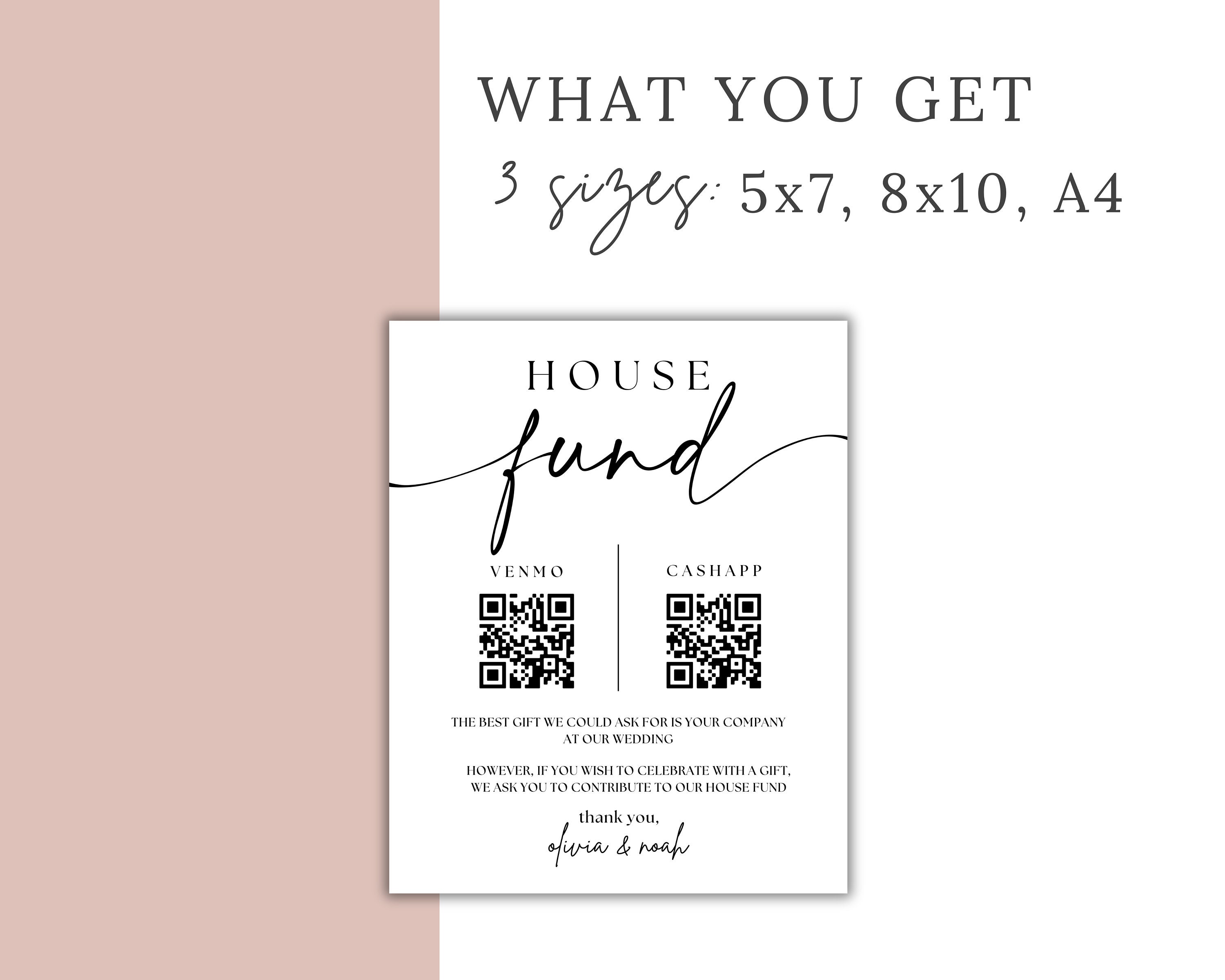 Minimalist Wedding House Fund QR Code Sign (digital Download) - Etsy
