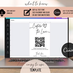 Capture the Love QR Code Wedding Card, Modern Minimalist Wedding Photo ...