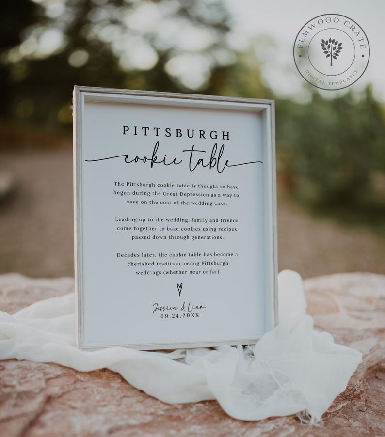 Pittsburgh Cookie Table Sign, Wedding Cookie Table Sign, Pittsburgh ...