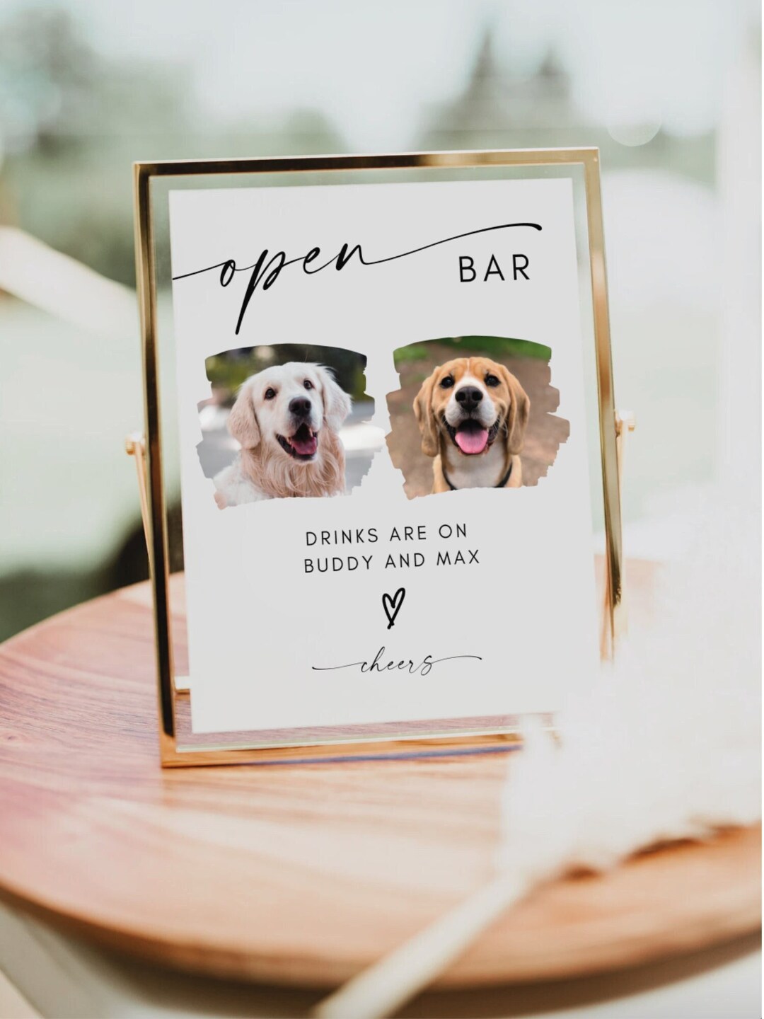 Open Bar Dog Sign, Pet Photo Drink Sign for Wedding, Minimalist Wedding ...