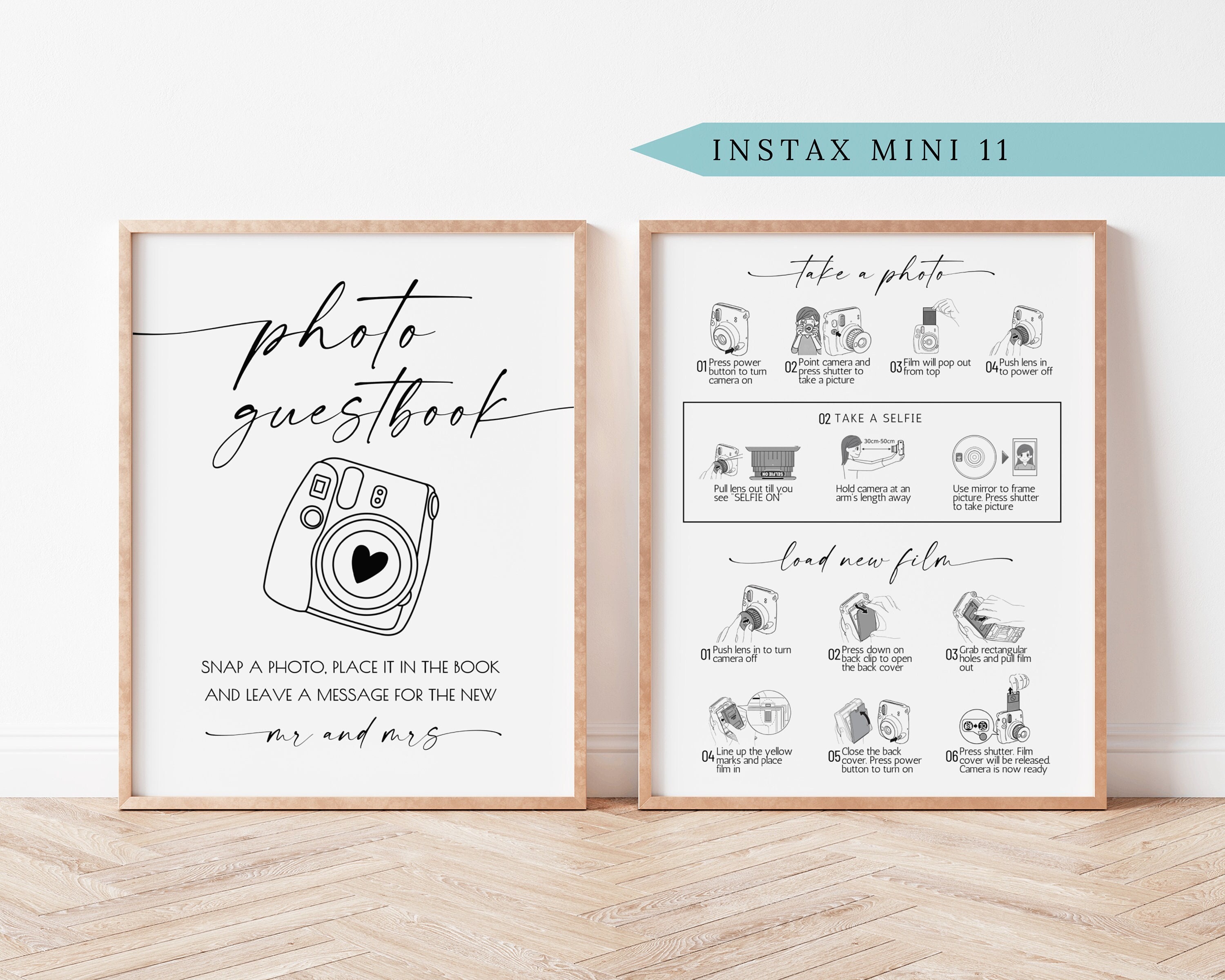 Photo Guest Book Sign, Instax Mini 11 Camera Instructions Polaroid Guestbook, How to Load New ...