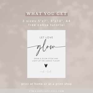 Glow Stick Wedding Sign, Light up the Dance Floor Sign, Let Love Glow ...