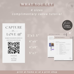 Capture the Love QR Code Wedding Card, Modern Minimalist Wedding Photo ...