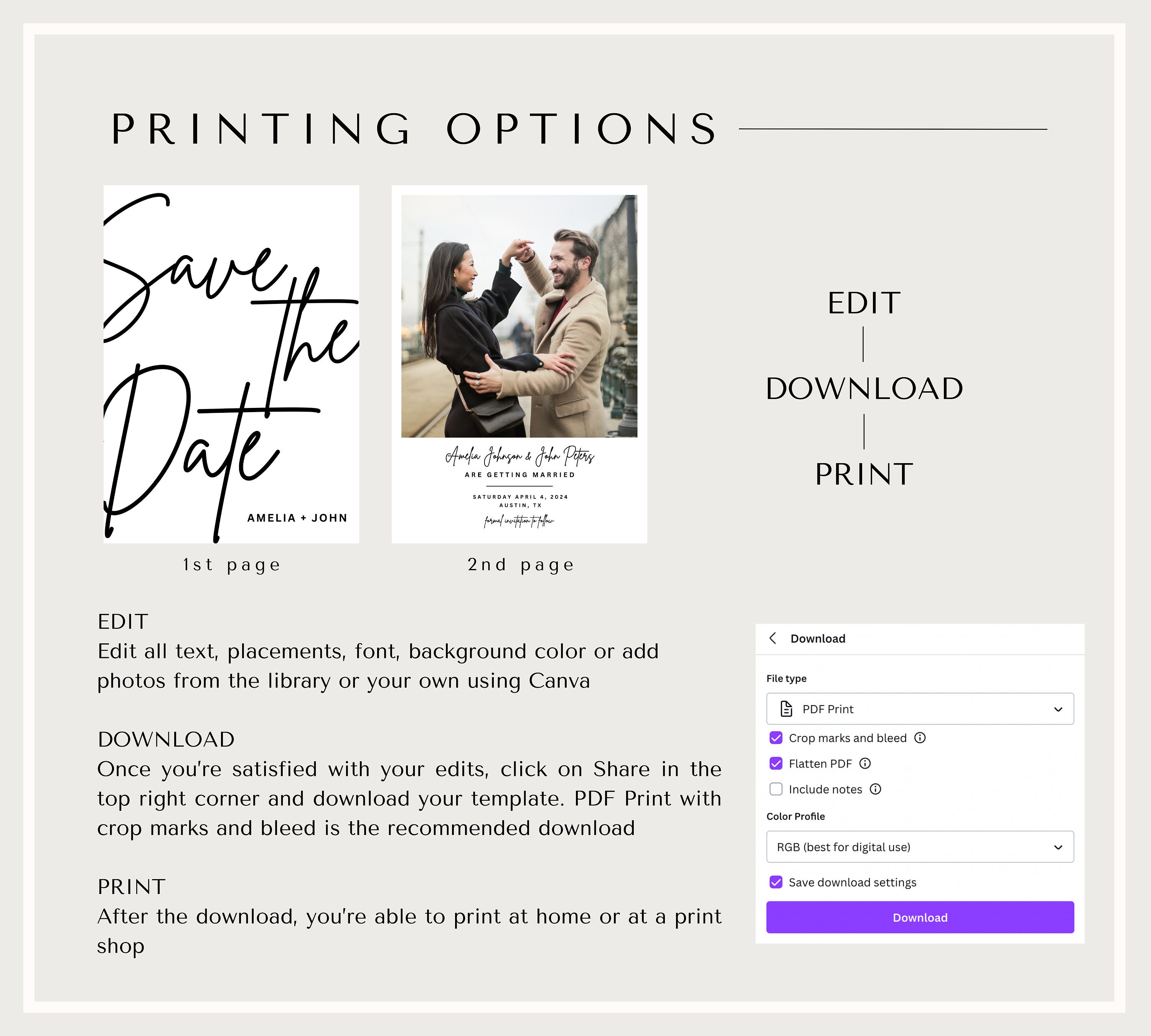 Modern Minimal Save the Date Template Save the Date With - Etsy