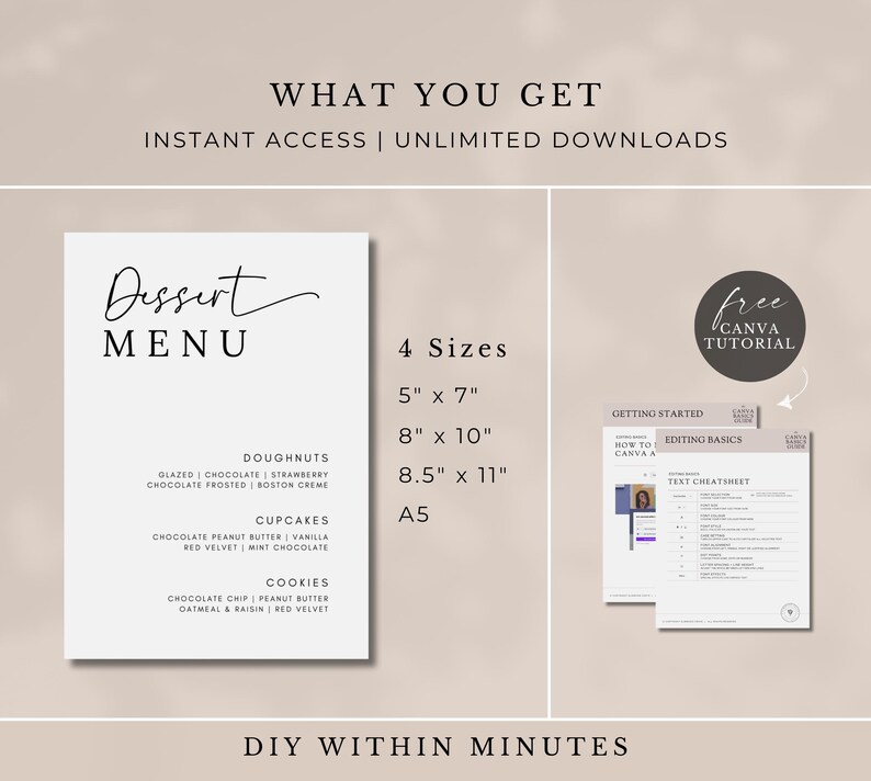 Dessert Menu Sign Template, Wedding Dessert Bar Sign, Love at First ...