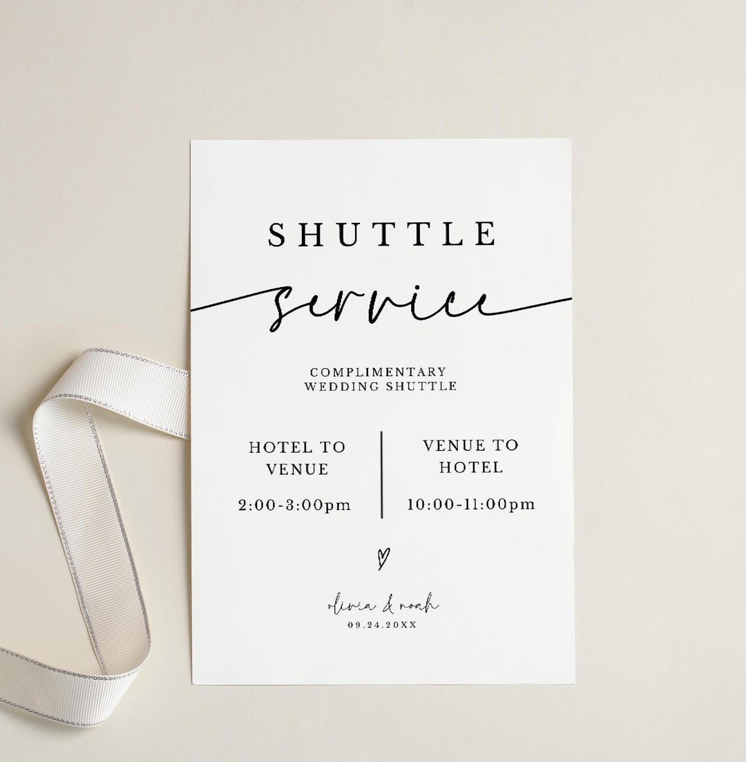 Wedding Shuttle Sign, Minimalist Wedding Bus Sign Download, Wedding ...