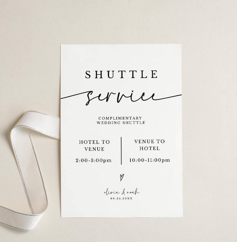 Minimalist Wedding Shuttle Sign Template, DIY Canva (digital Download ...