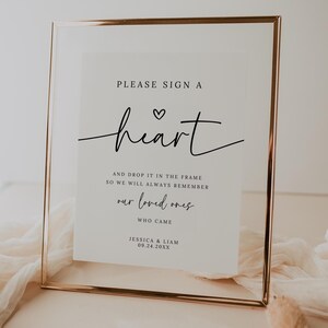 Heart Guest Book Sign, Please Sign a Heart Sign, Sign a Heart Guestbook ...
