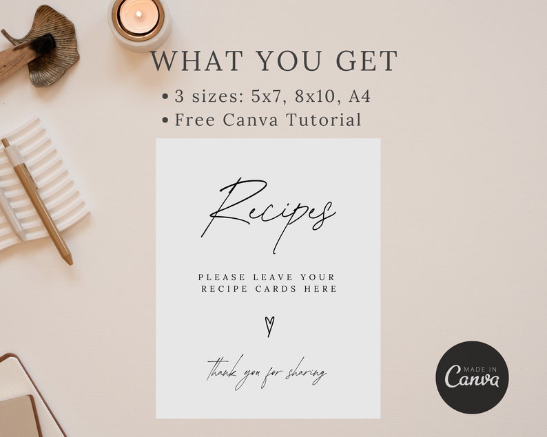 Recipe Cards Sign Template, Leave Your Recipe Card Here, Minimalist ...