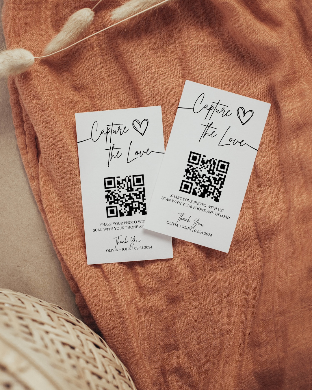 Capture the Love QR Code Wedding Card, Modern Minimalist Wedding Photo ...