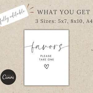 Wedding Favor Sign Template, Please Take a Favor Sign, Please Take One ...