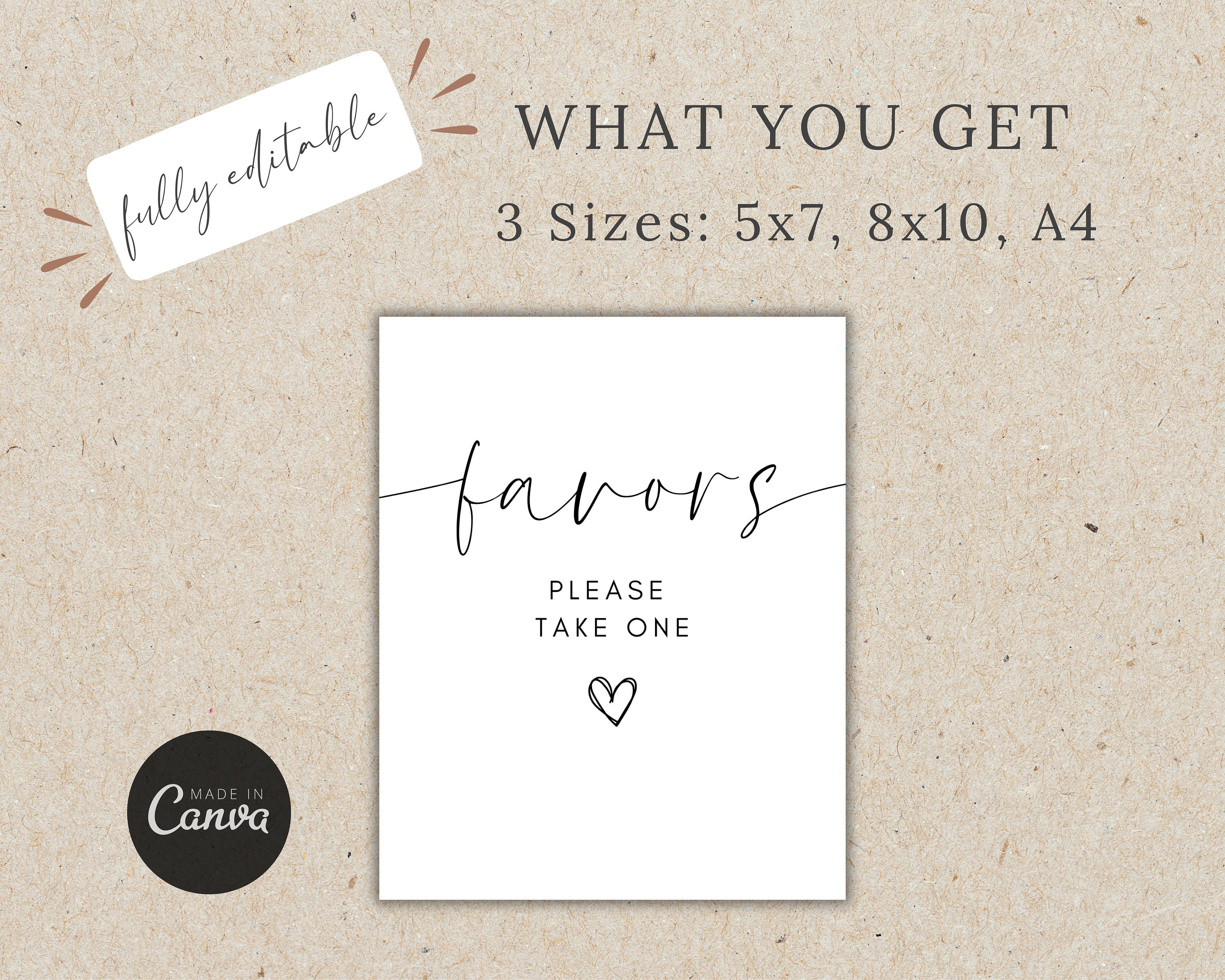 Wedding Favor Sign Template, Please Take a Favor Sign, Please Take One ...