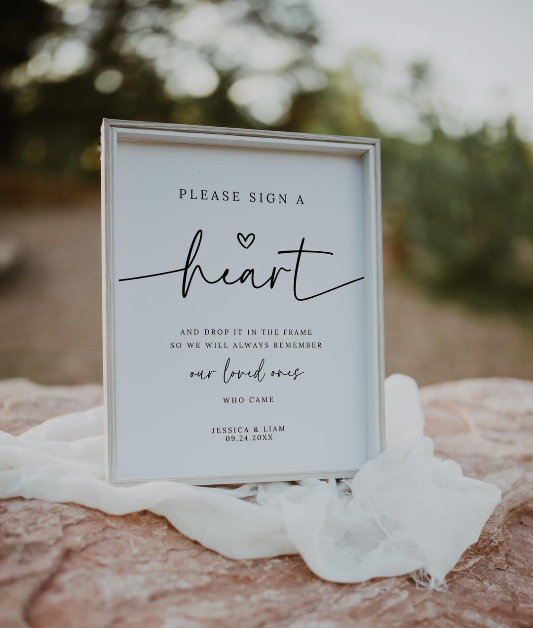 Heart Guest Book Sign, Please Sign a Heart Sign, Sign a Heart Guestbook ...