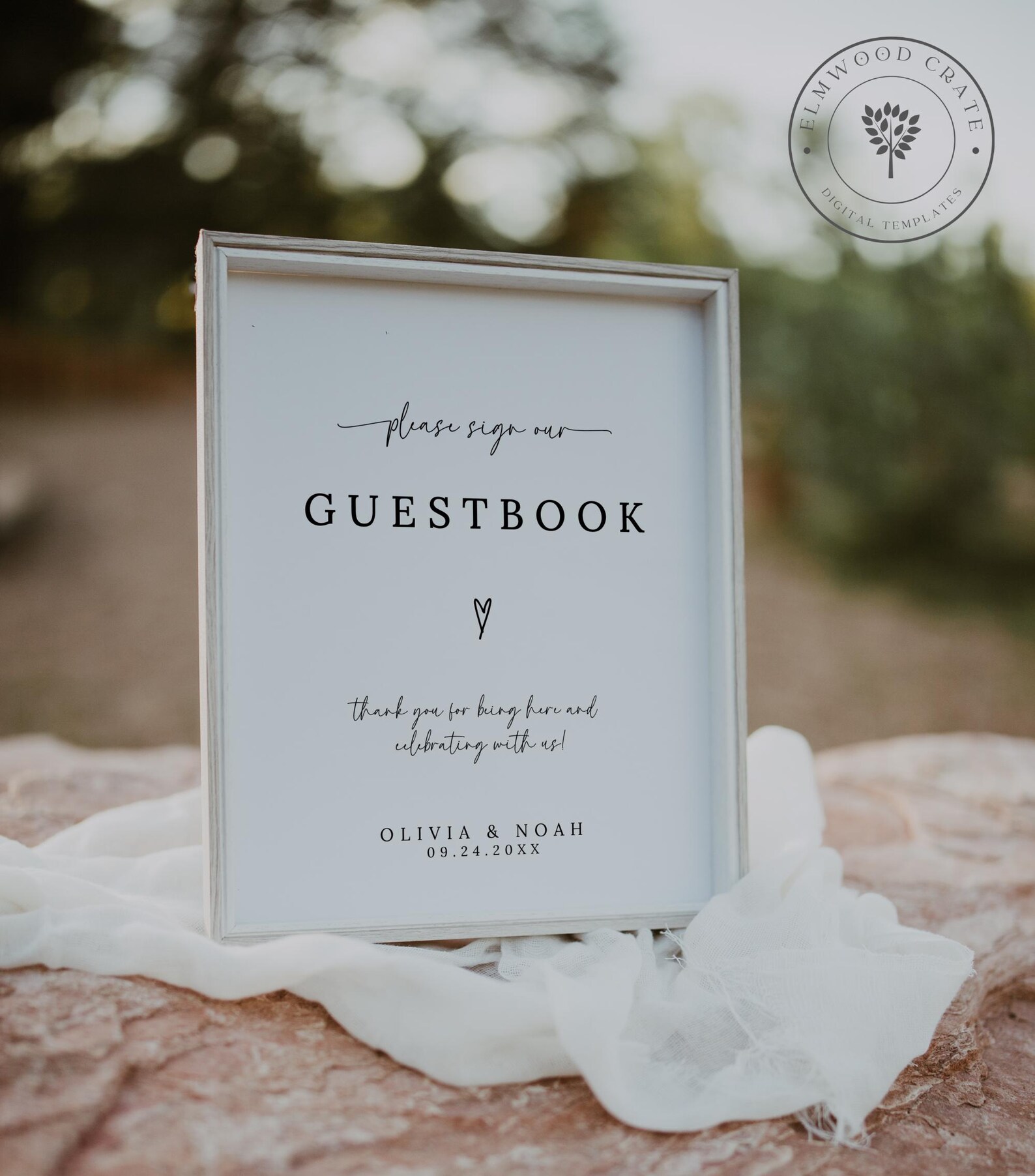 Minimalist Wedding Guestbook Sign Template, Editable Canva (5x7, 8x10 ...