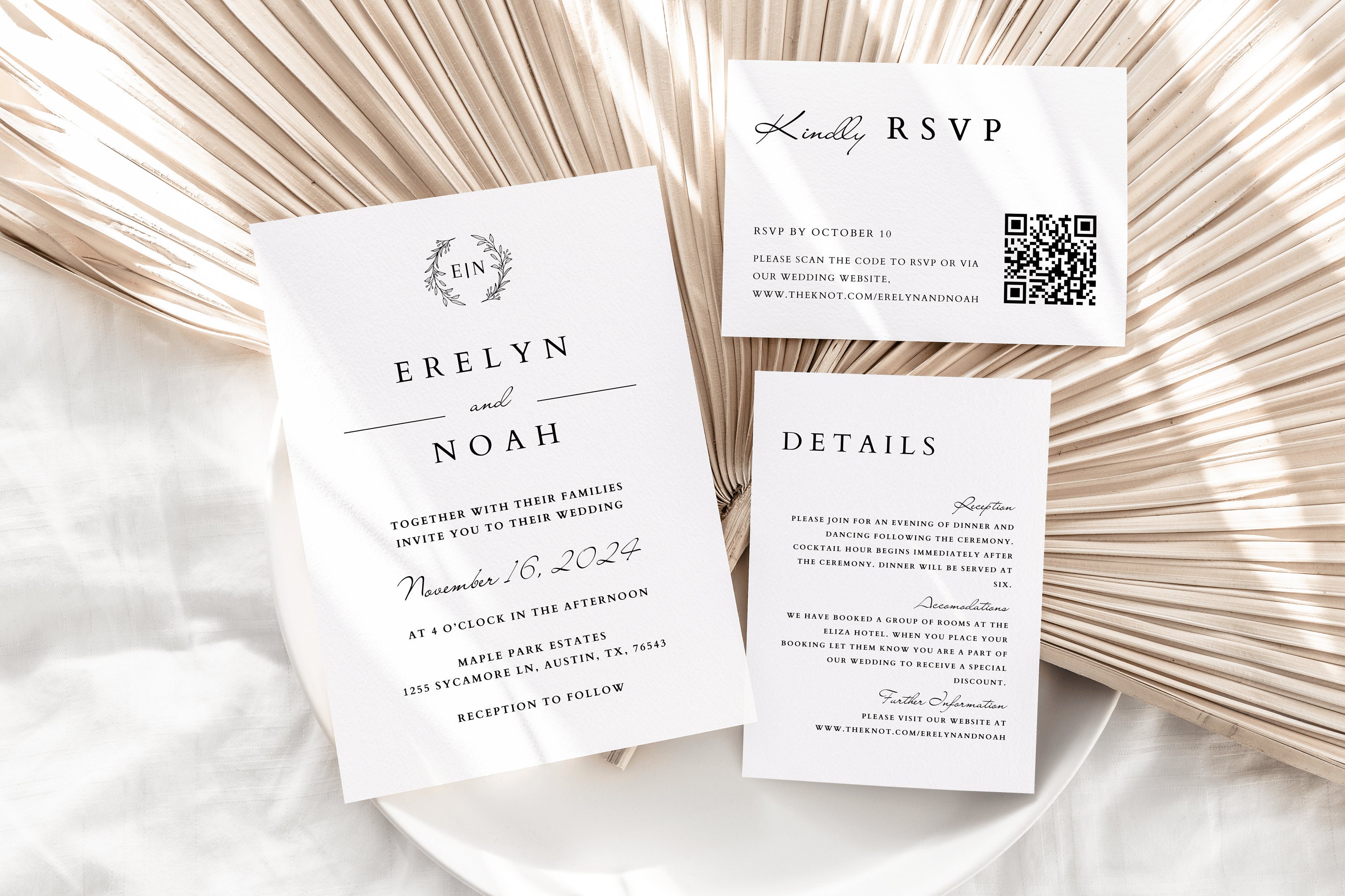QR Code Wedding Invitation Set, Traditional Wedding Calligraphy QR RSVP ...