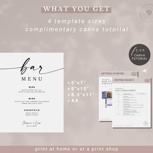 Bar Sign Template, Wedding Drink Menu Template, Printable Bar Sign ...