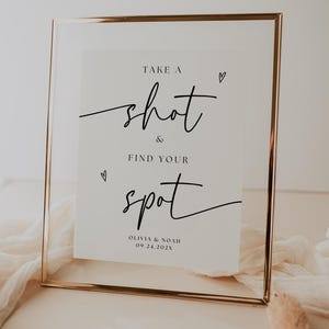 Take a Shot Wedding Seating Sign, Modern Minimalist Design (canva ...