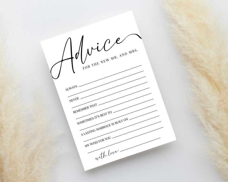 Wedding Advice Card Bridal Shower Game Newlywed Game Advice - Etsy