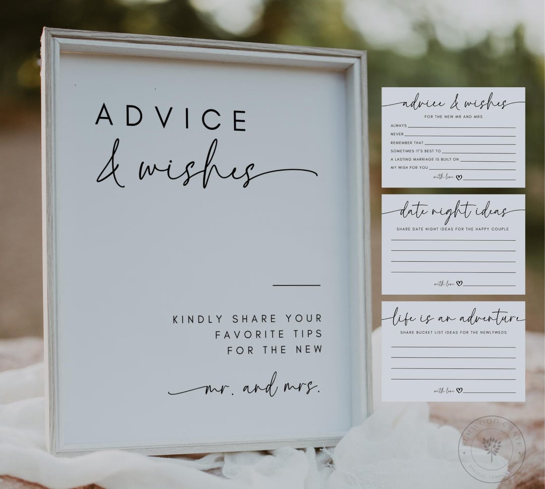 Wedding Advice and Wishes Cards, Advice and Wishes for Bride and Groom ...