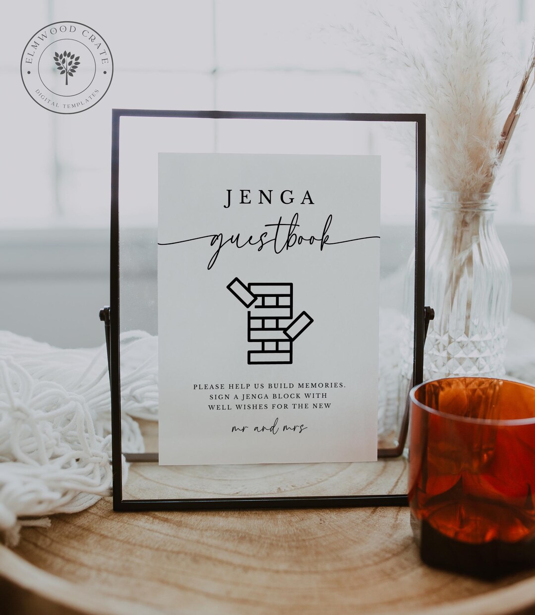 Jenga Sign for Wedding Guest Book, Wedding Building Blocks Sign ...