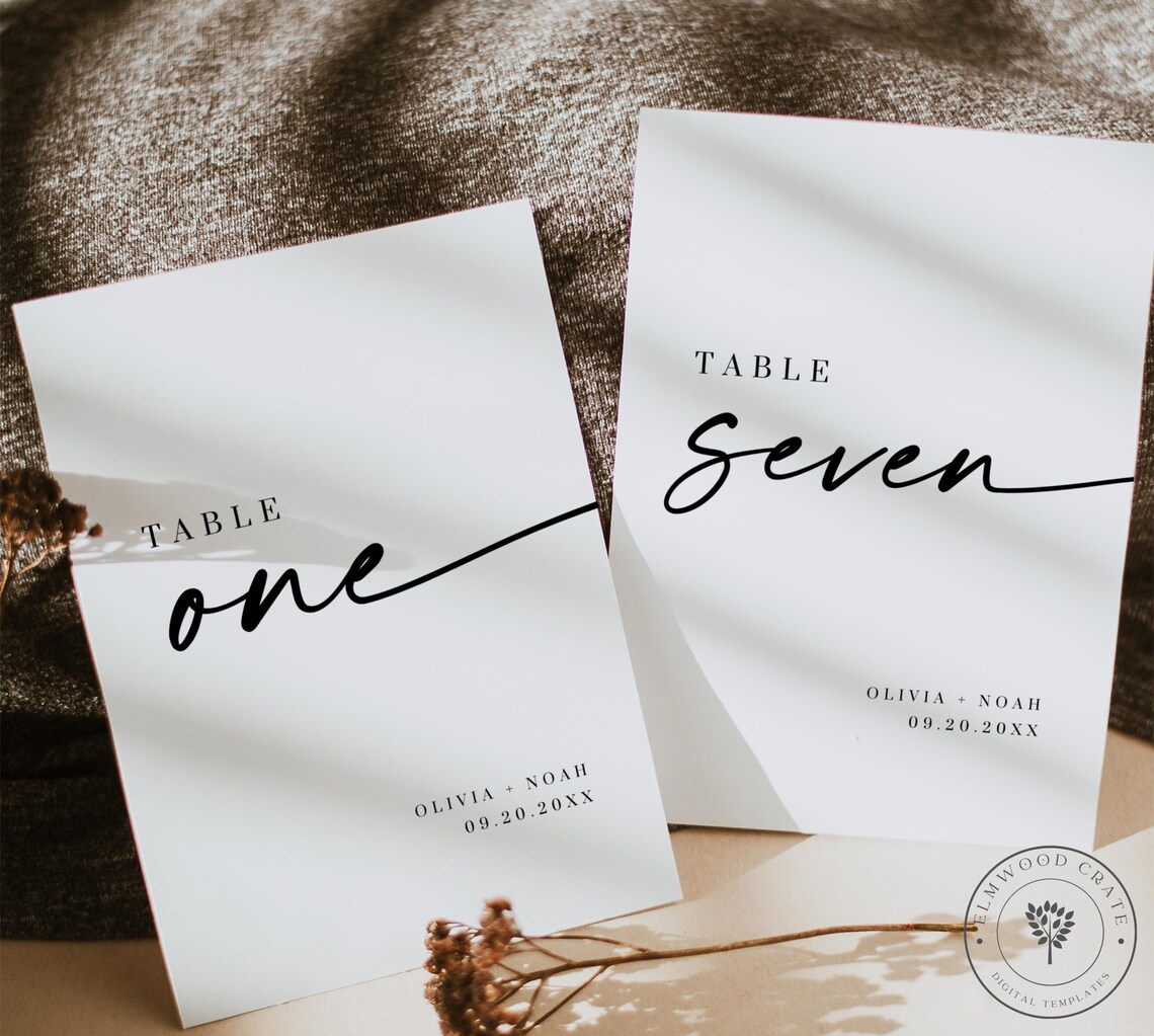 Wedding Table Numbers, Printable Table Numbers, Editable Table Number ...