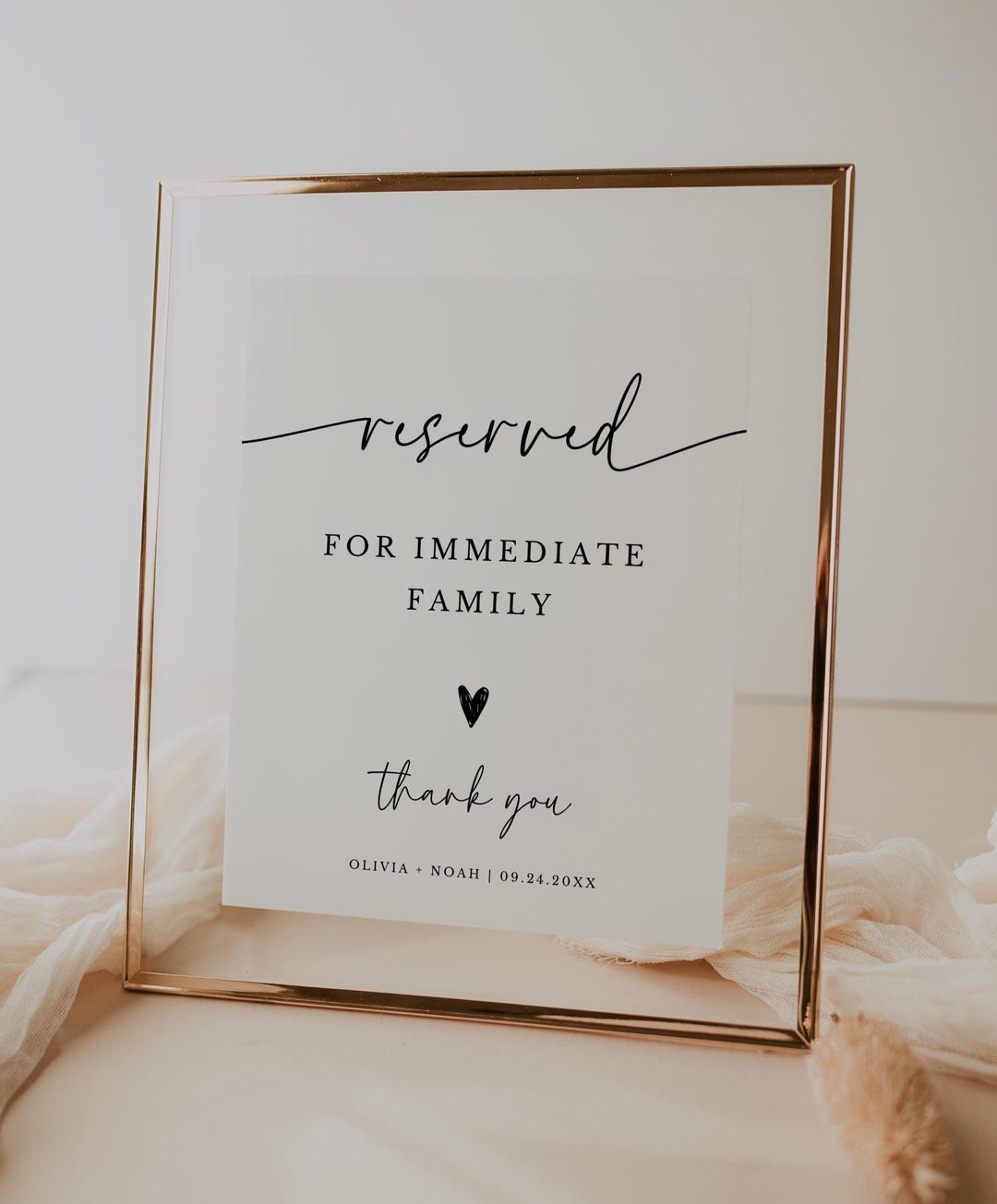 Reserved Signs for Wedding Tables, Reserved for Family Sign, Minimalist ...