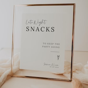 Wedding Snack Bar Sign, Printable Snack Station Sign, Late Night Snacks ...