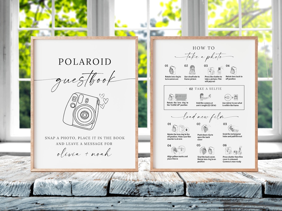 Photo Guest Book Sign, Instax Mini 12 Instructions Sign, Polaroid ...