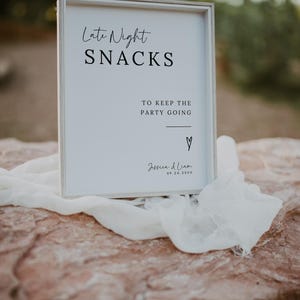 Wedding Snack Bar Sign, Printable Snack Station Sign, Late Night Snacks ...