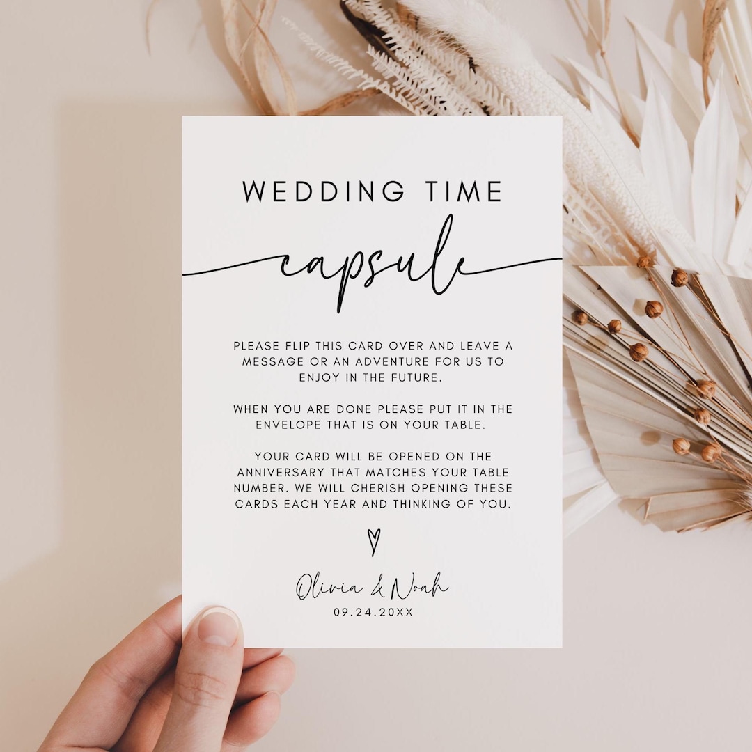 Wedding Time Capsule Sign Template Card, Message for Bride and Groom ...