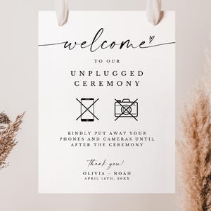 Unplugged Ceremony Sign, Modern Minimalist Wedding Welcome Sign ...