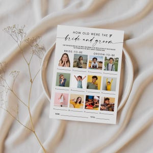 How Old Were the Bride and Groom Bridal Shower Game, Minimalist Photo ...