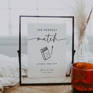 Matches Wedding Sign Template, Minimalist Modern Matchbox Sign, Match ...