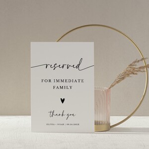 Reserved Signs for Wedding Tables, Reserved for Family Sign, Minimalist ...