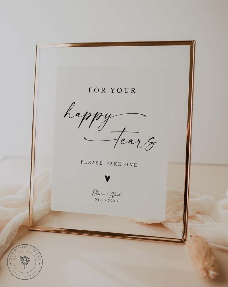 Happy Tears Wedding Sign Template (canva Editable) - Etsy