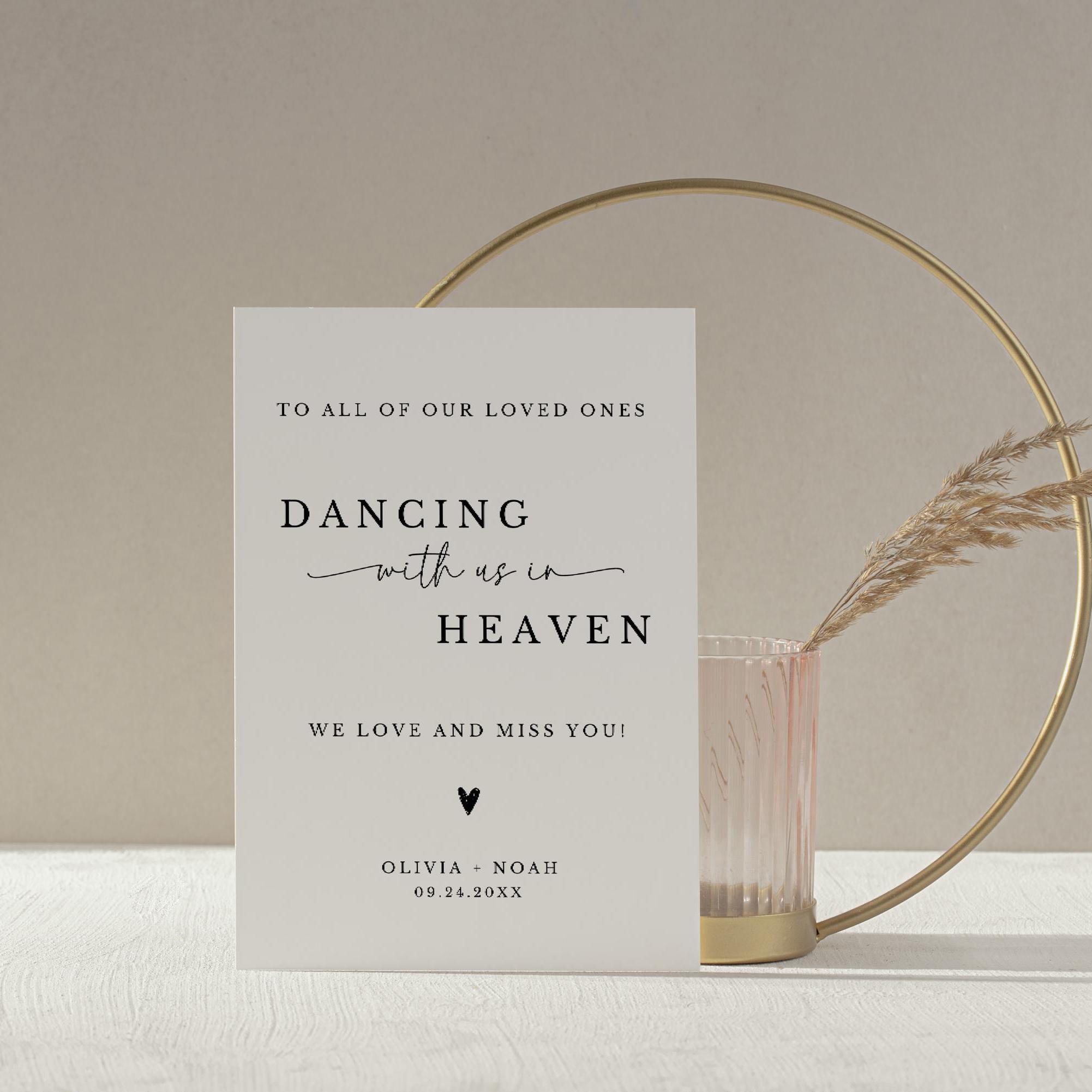 Wedding Memorial Sign Dancing With Us in Heaven, in Loving Memory Sign ...