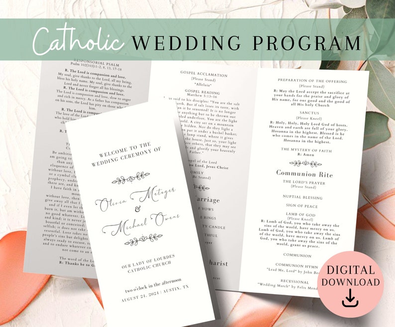 Catholic Wedding Program Catholic Wedding Ceremony Catholic Wedding ...