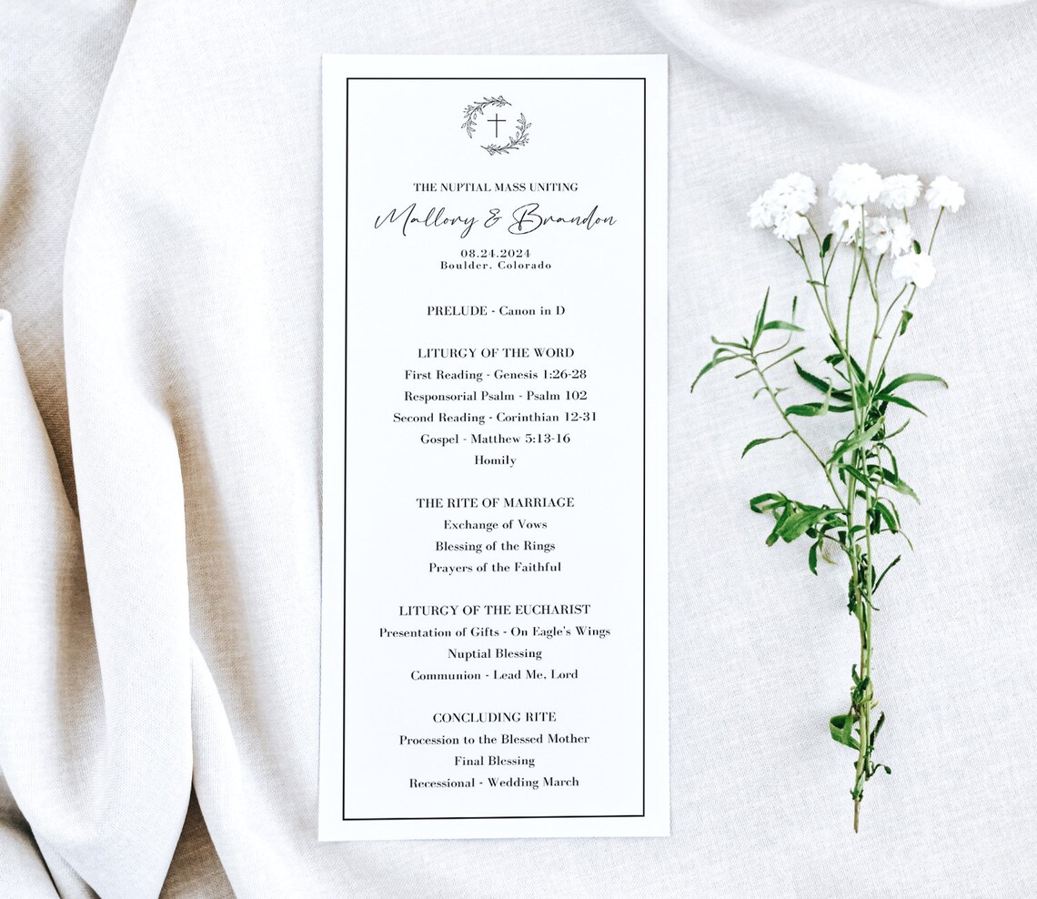 Catholic Wedding Program Catholic Wedding Ceremony Catholic - Etsy